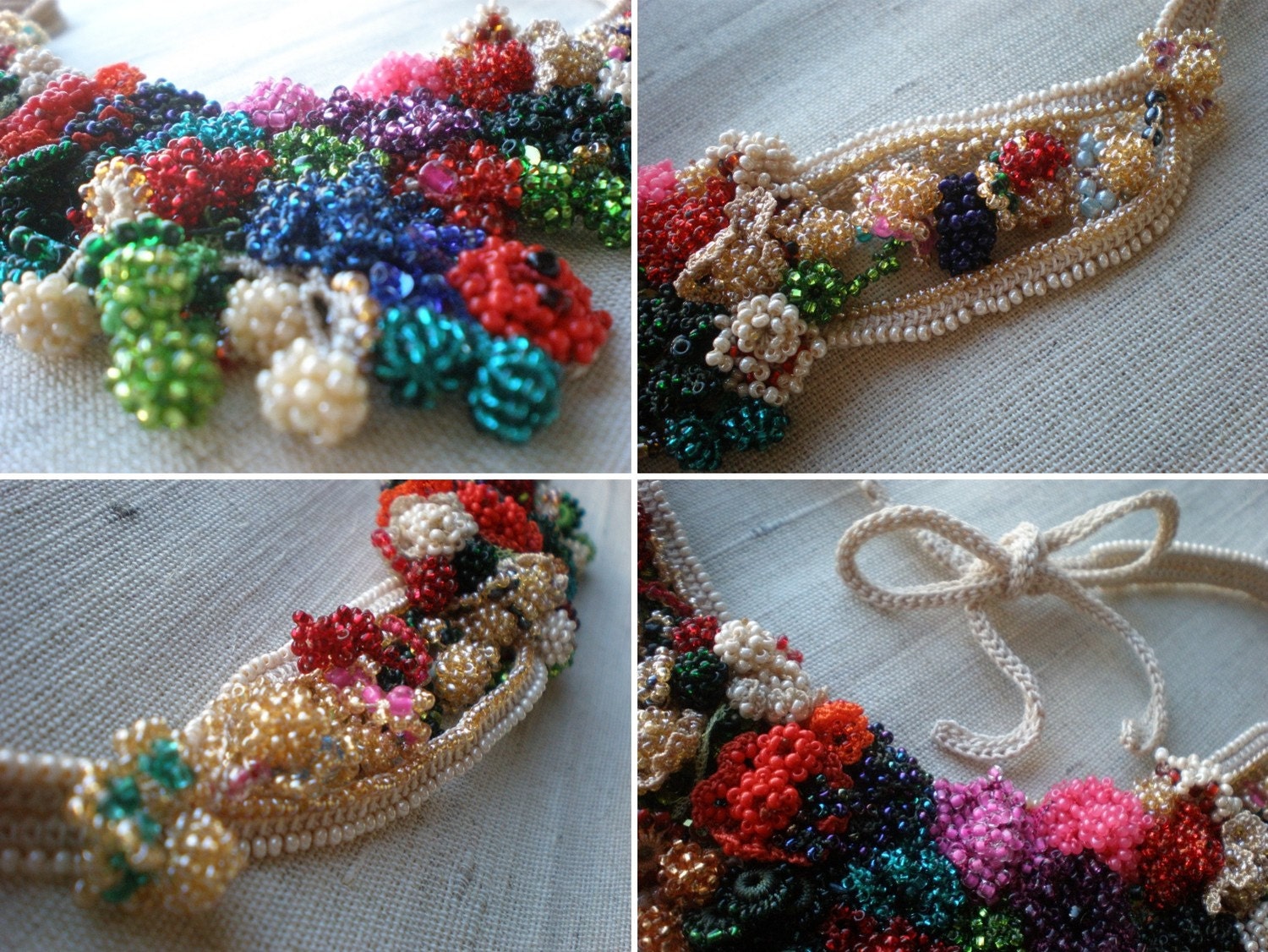 Buddleja Davidii ... Freeform Beaded Crochet Necklace