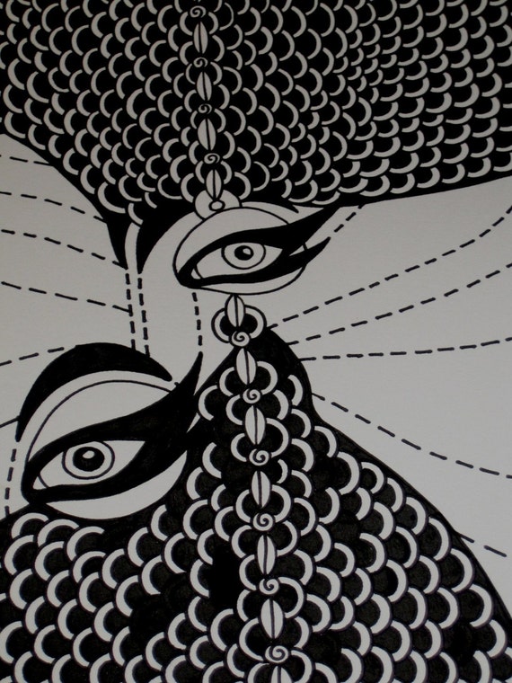 Items similar to Two Eyes Pen and Ink Drawing on Etsy