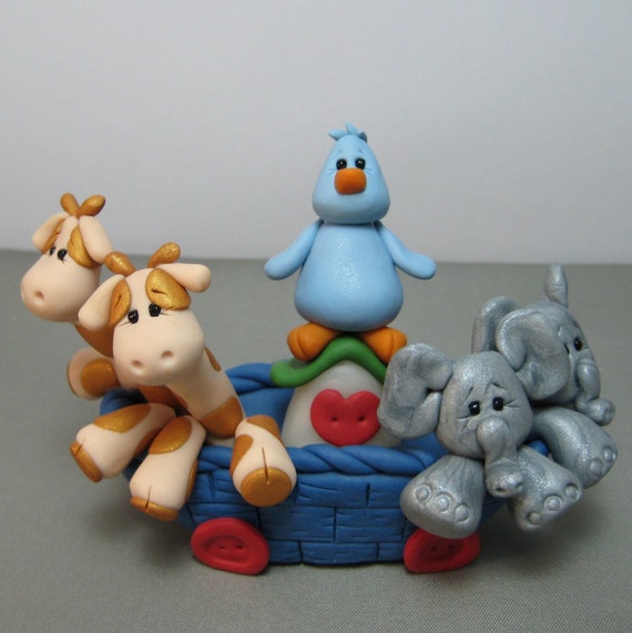 Noah's Ark polymer clay Cake Topper figurine decoration