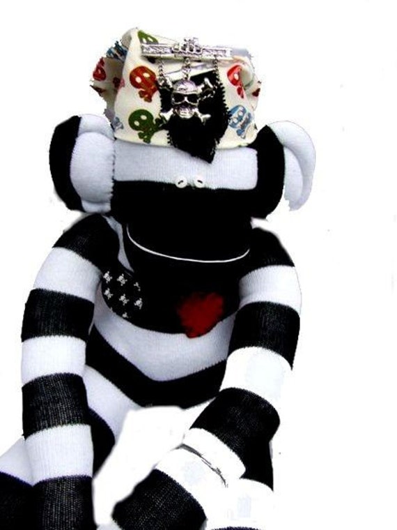 Skully Sock Monkey Goth Emo Skater Rockabilly