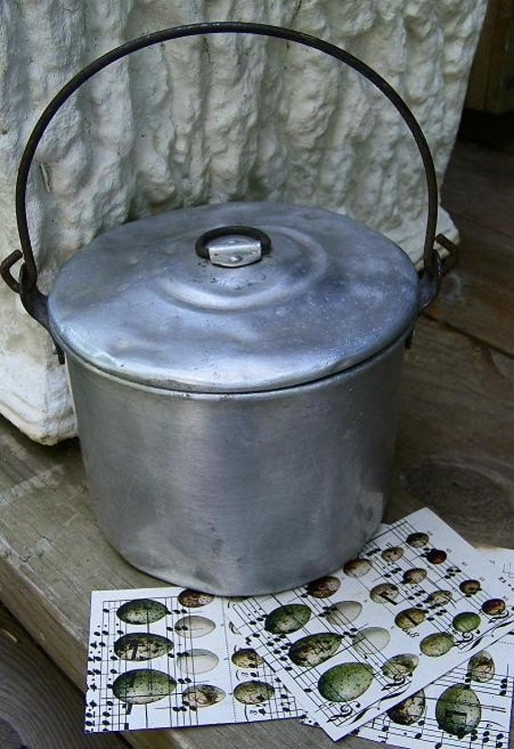 Vintage Small Pail with lid and handle....Great Berry picking