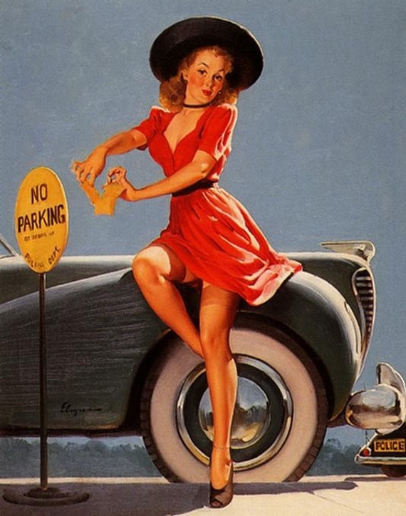 ELVGREN Nobody Pinches Me Hot Rod Pinup Girl Up by VANGUARDGALLERY