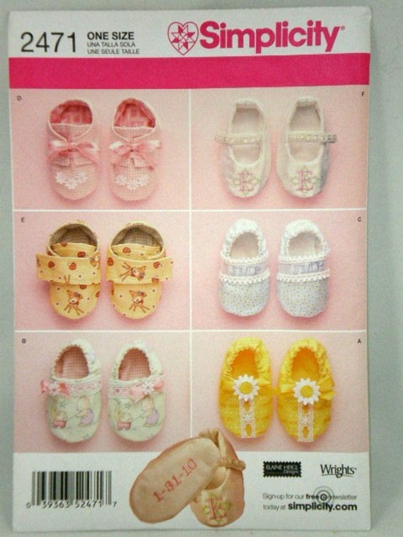 Baby Booties Shoes Pattern Simplicity 2471 Machine Embroidery