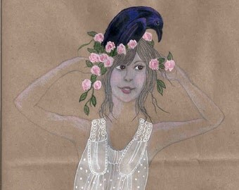 raven with border greeting card by StudioLolo2 on Etsy