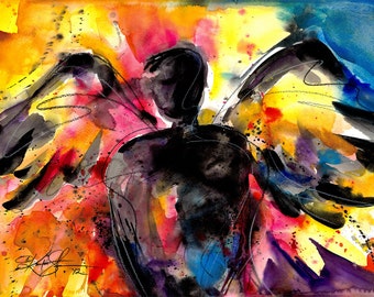 Abstract angel art | Etsy