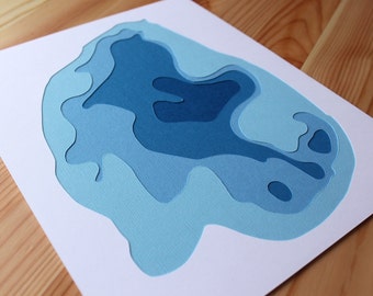 Leech Lake original 8 x 10 papercut art by Crafterall on Etsy