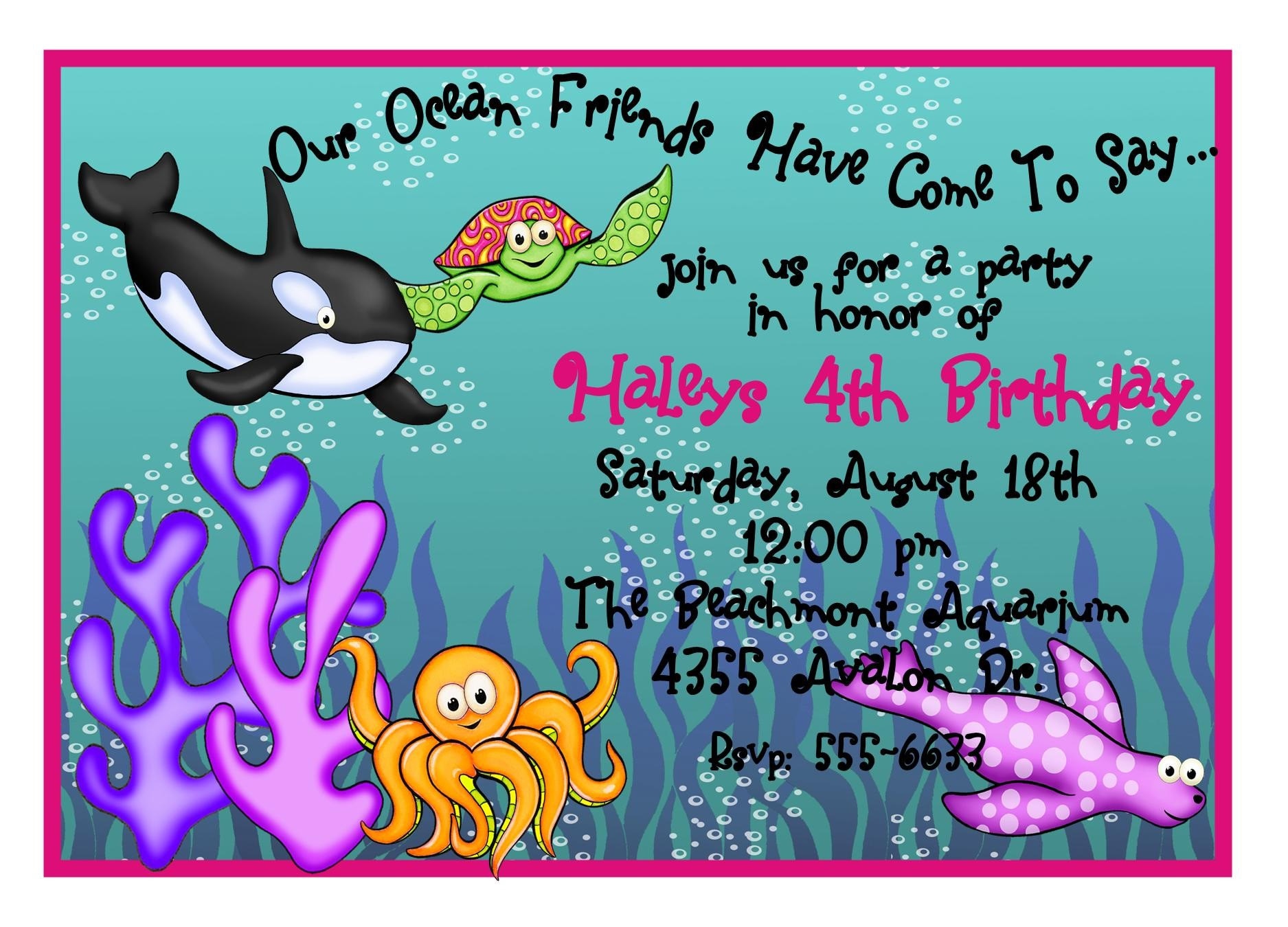 Personalized Birthday Invitations Ocean Under The Sea