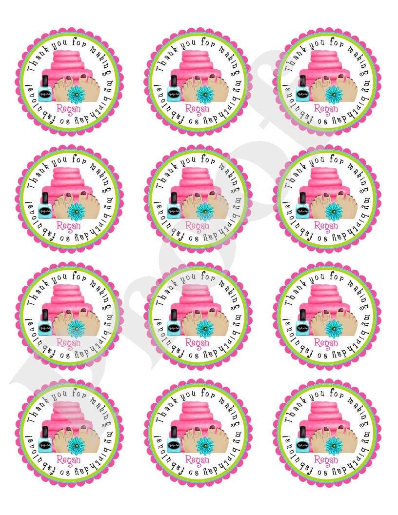 Spa Birthday Party stickers Spa party Favor stickers