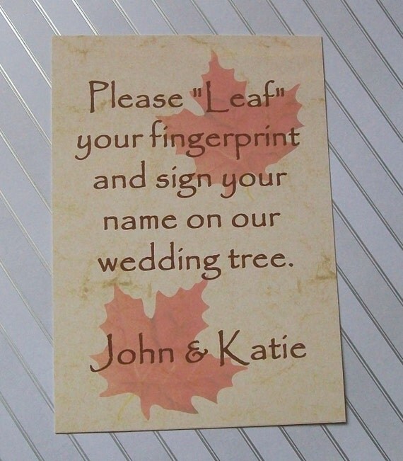 Fingerprint Wedding Tree Guestbook Instructions Sign