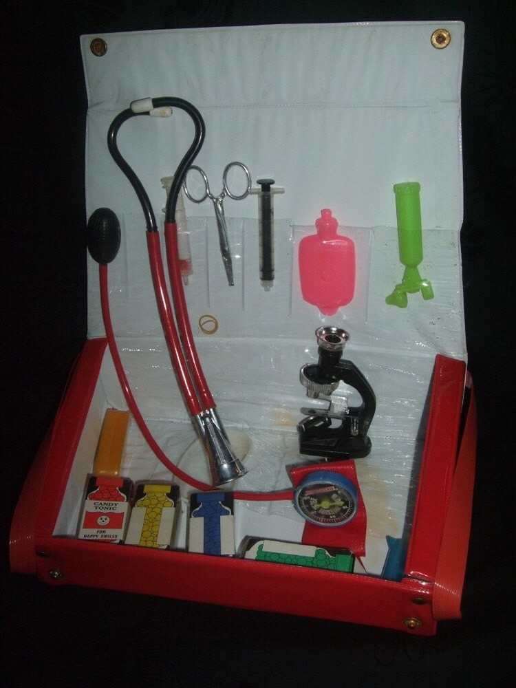 VINTAGE BLUE BOX TOY MEDICAL KIT by saltsmansoap on Etsy