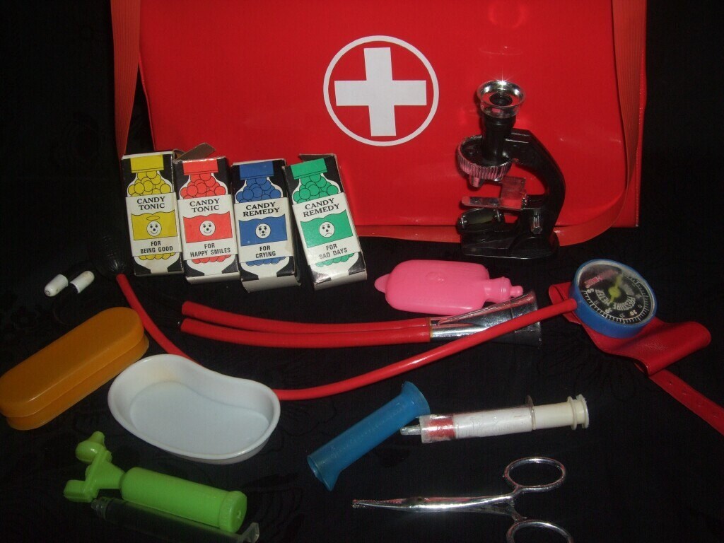 VINTAGE BLUE BOX TOY MEDICAL KIT by saltsmansoap on Etsy
