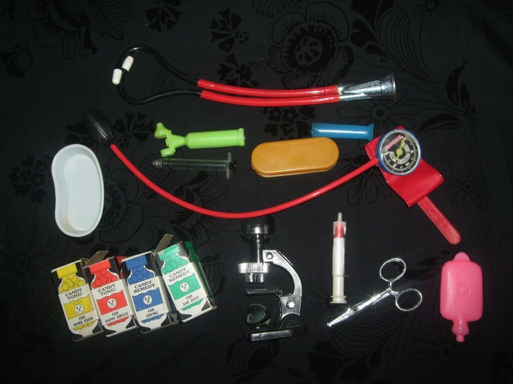 VINTAGE BLUE BOX TOY MEDICAL KIT by saltsmansoap on Etsy