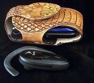 Brown Hand Tooled Leather Snake Cell Phone by CopperSpringsLeather