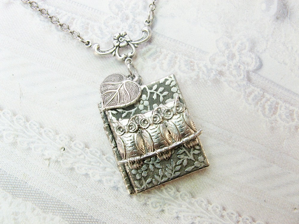 Silver Locket Necklace The ORIGINAL Silver Garden OWL LOCKET