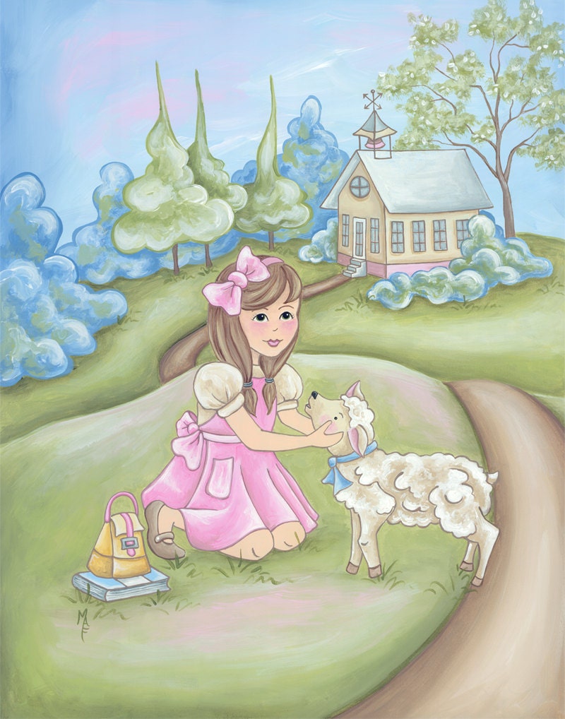 Mary Had A Little Lamb Nursery Rhymes Print Children's