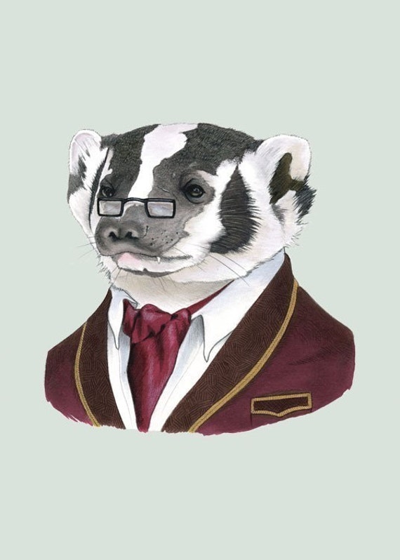 Badger art print 5x7 by berkleyillustration on Etsy
