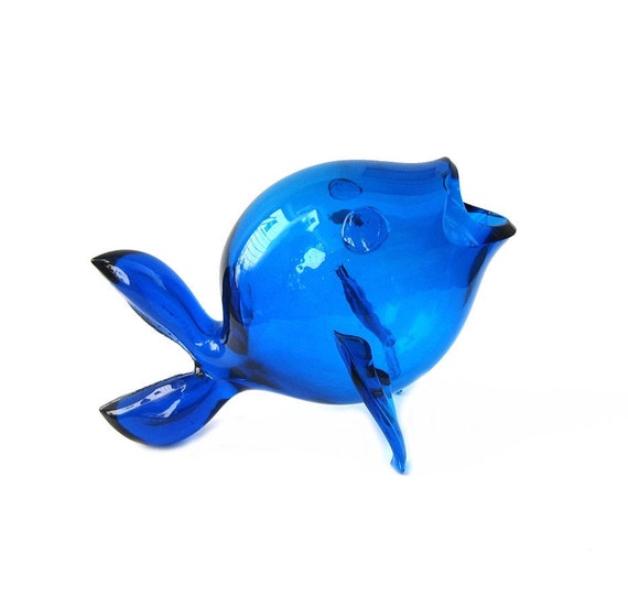 Blenko Fish Vase Mid Century Modern Glass Winslow by UncommonEye