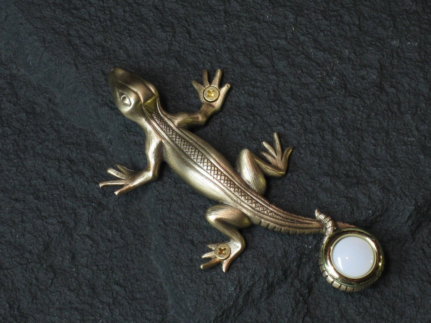 Handcrafted Bronze Lizard Doorbell