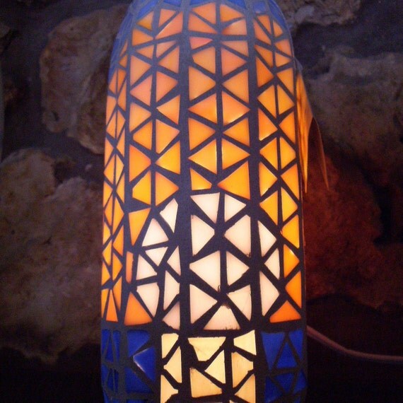 Items similar to Eco Friendly Recycled Bottle Lighted Mosaic Stained ...