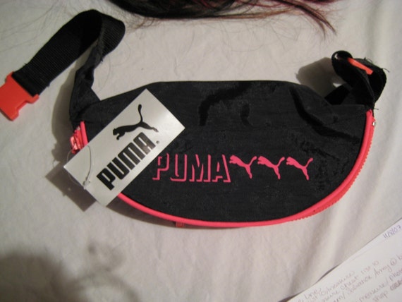 1980s PUMA Black and Neon Pink Fanny Pack