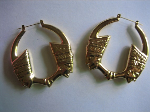 Gold Tone Pharaoh Ghetto Fabulous Hoop Earrings