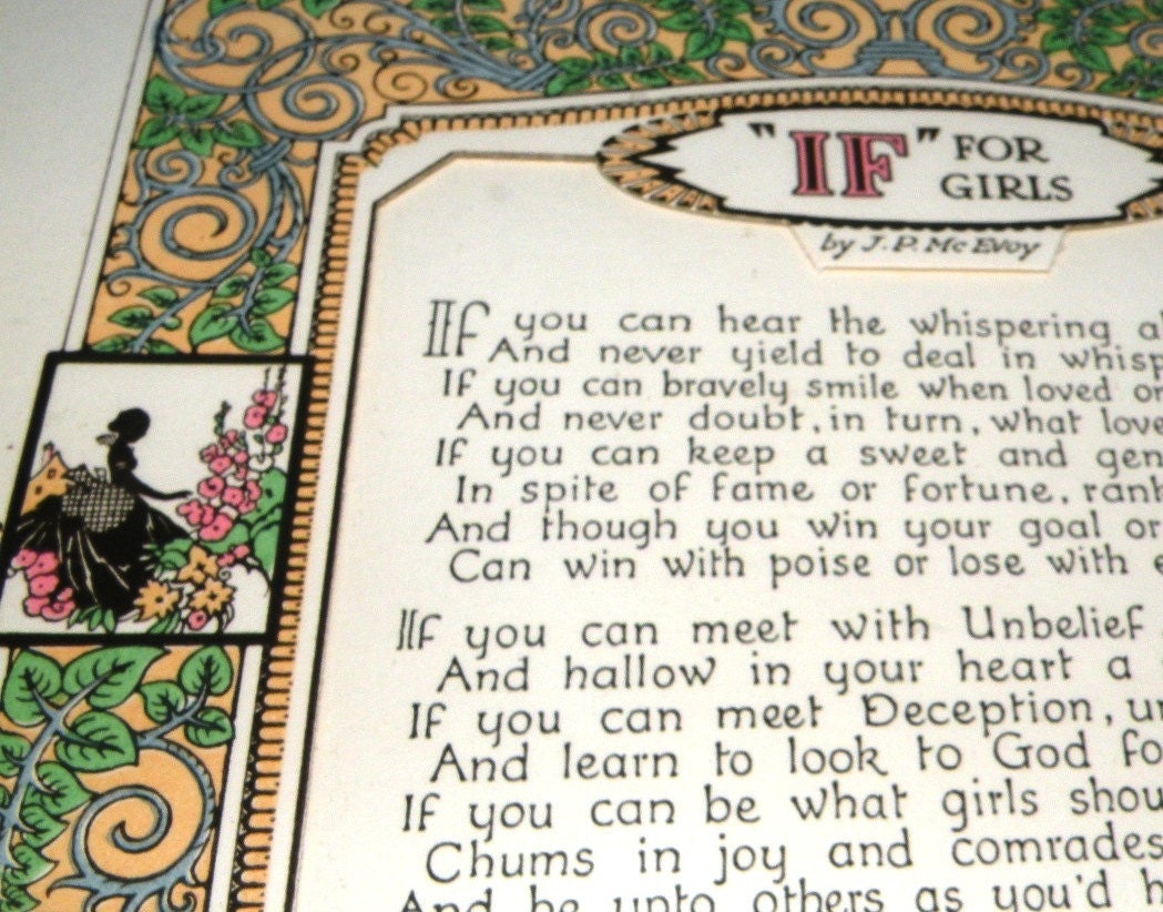 1924 Framed Print If for Girls J.P. McEvoy Rudyard Kipling