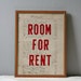 vintage sign framed Room For Rent by ModishVintage on Etsy