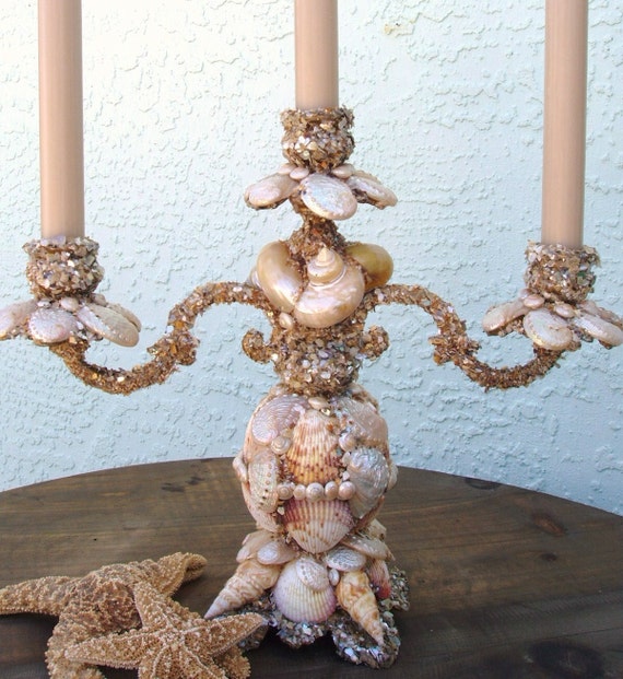 Shell Encrusted Candelabra Vintage