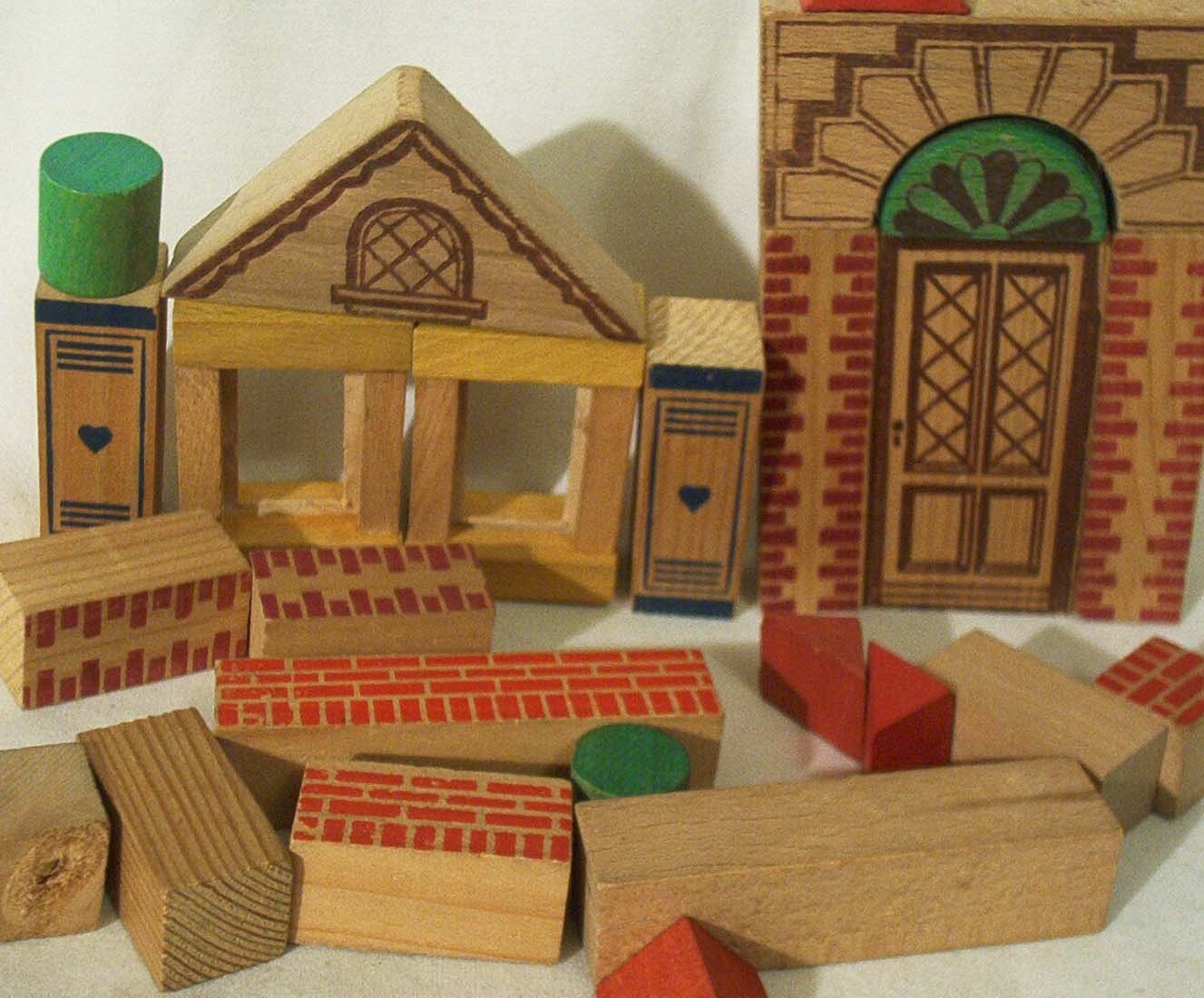 Antique German Wooden Architectural Building Blocks
