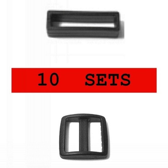 10 SETS Strap Adjuster 3/8 inch 3-Bar Slide AND Keeper