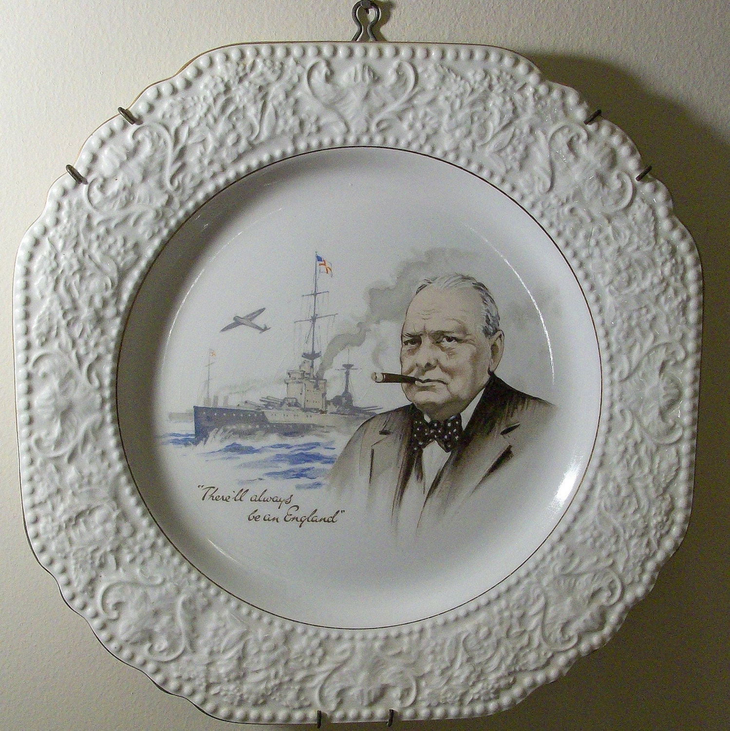 1940s Winston Churchill Plate by Nelson There Will Always Be