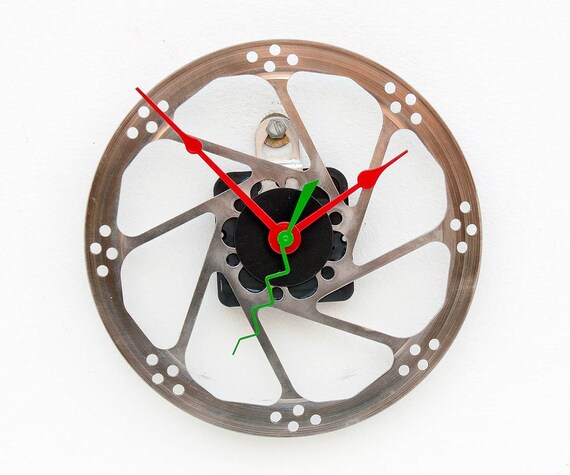 Clock made from a recycled Bike brake disk by pixelthis on Etsy