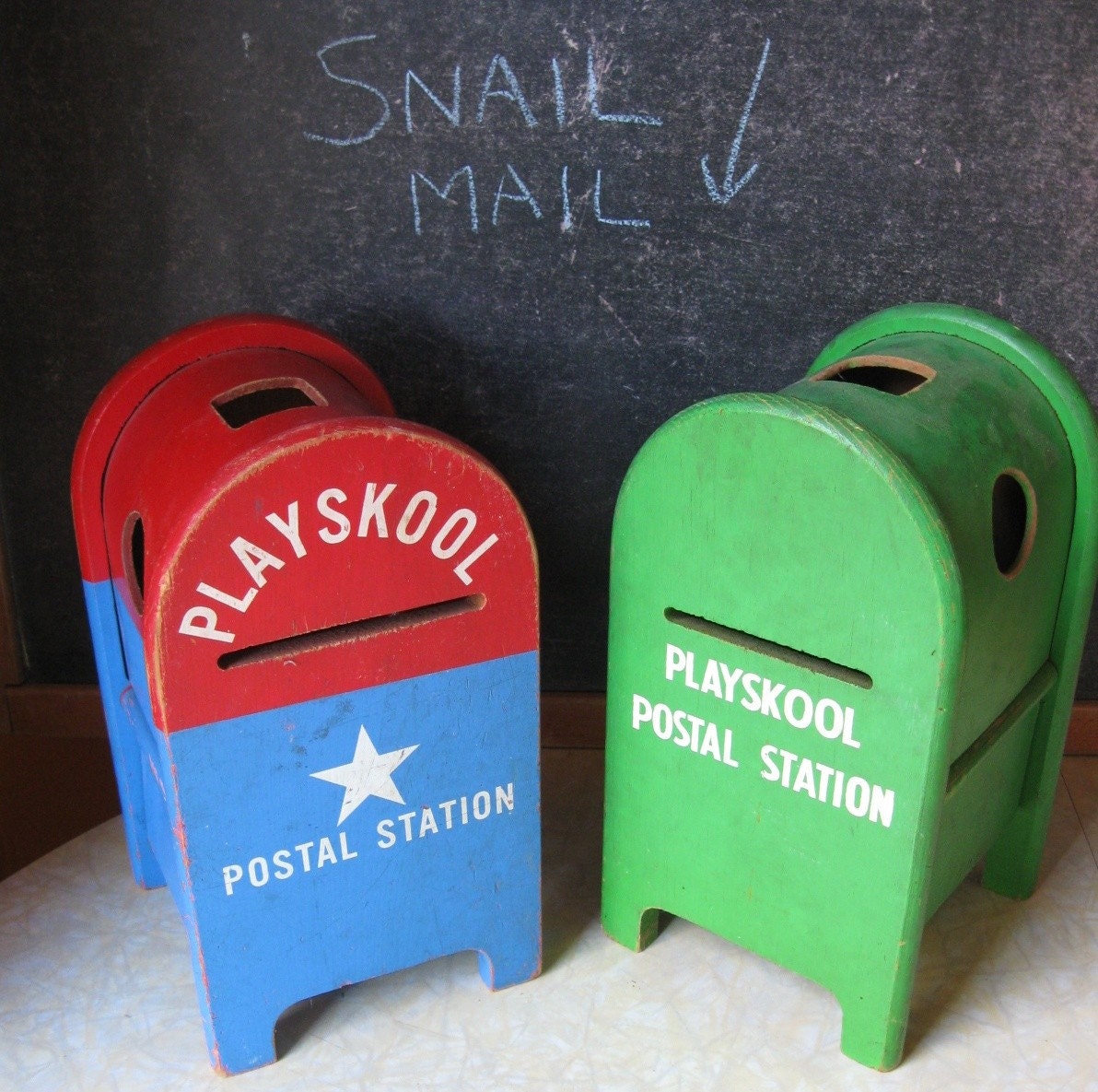 VINTAGE PLAYSKOOL MAILBOX old wooden toy decor