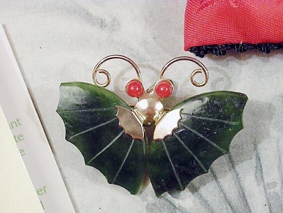 Vintage Jade Dynasty Collection Butterfly Pin Brooch