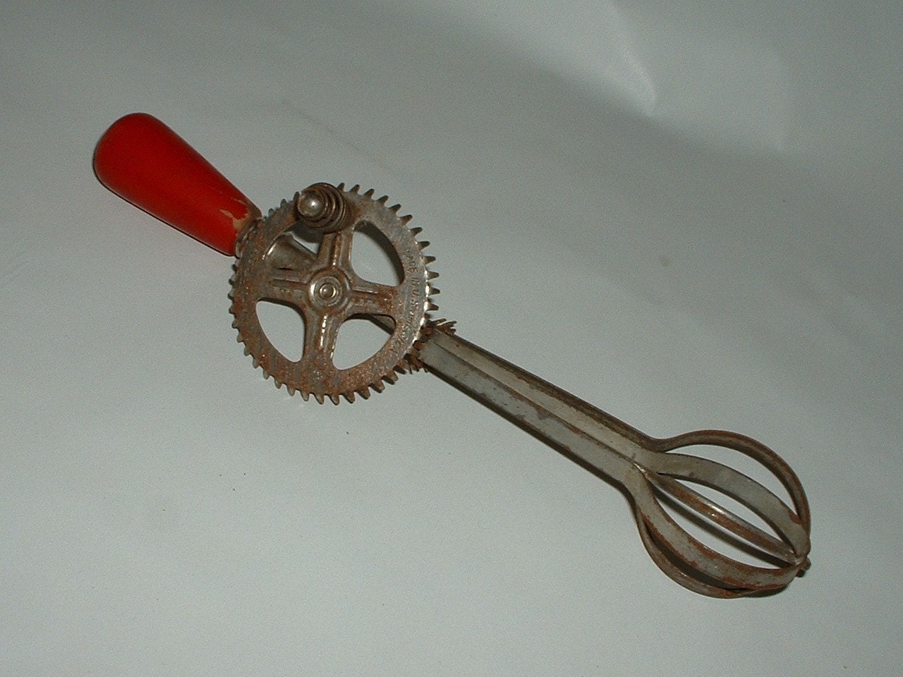 Vintage A J Egg Beater with Red Handle
