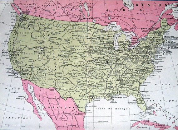 1959 Map of United States from 1959 French Dictionary