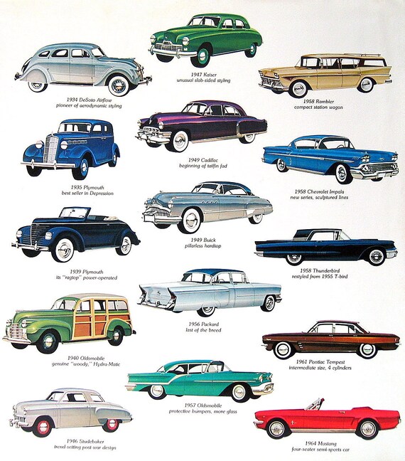 1975 Vintage Print Classic American Cars 1975 Vintage Print Classic American Cars