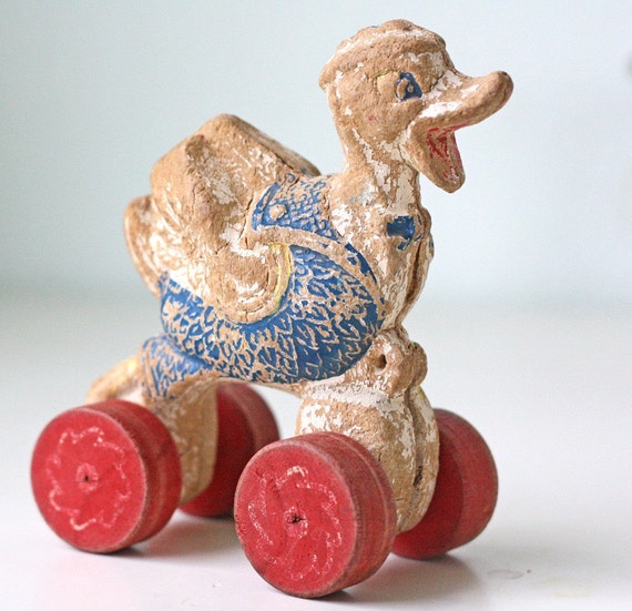Vintage Rolling Toy Duck