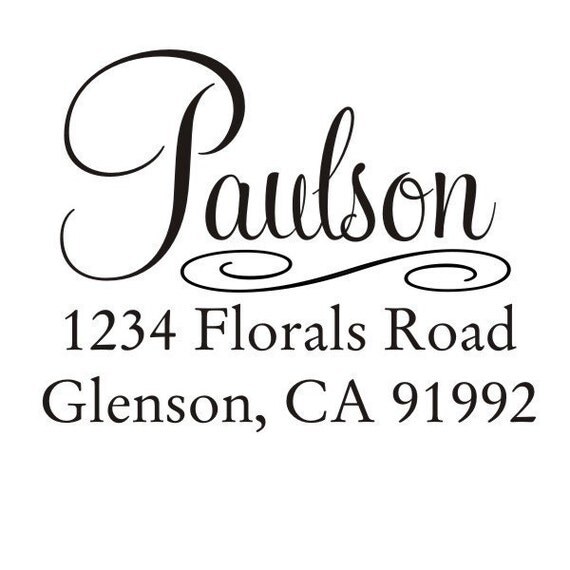 Return Address rubber stamp with a Script Font by stampoutonline