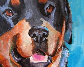 Rottweiler Art Print of Original Watercolor Painting 8x10