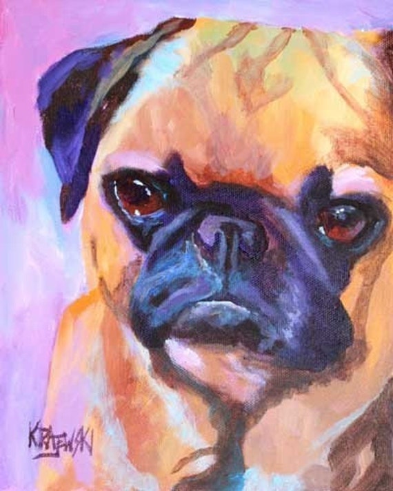Pug Art Print of Original Acrylic Painting 8x10
