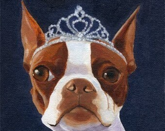 Three Boston Terriers and a French Bulldog print by Brian