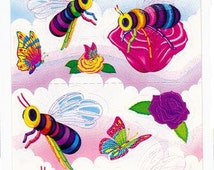 Vintage Lisa Frank Bumble Bees Long Sticker Strip FULL STRIP S327