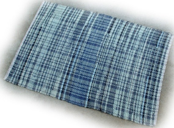 Denim Blue Handwoven Rag Rug Handmade