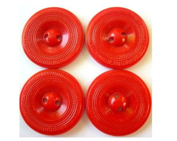 6 Buttons red vintage buttons plastic for button jewelry