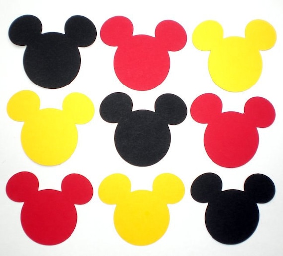 Set Of 9 MIckey Mouse Head Icon Die Cuts Red Yellow Black