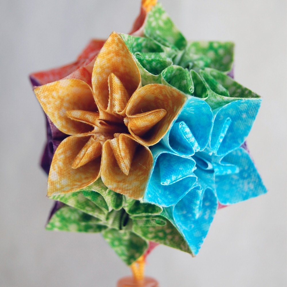 Fabric Flower Ball Ornament