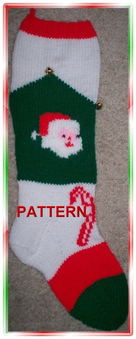 Santa With Candy Canes Christmas Stocking Knitting Pattern