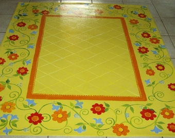 FLOORCLOTH hand painted canvas rug FLOOR CLOTH