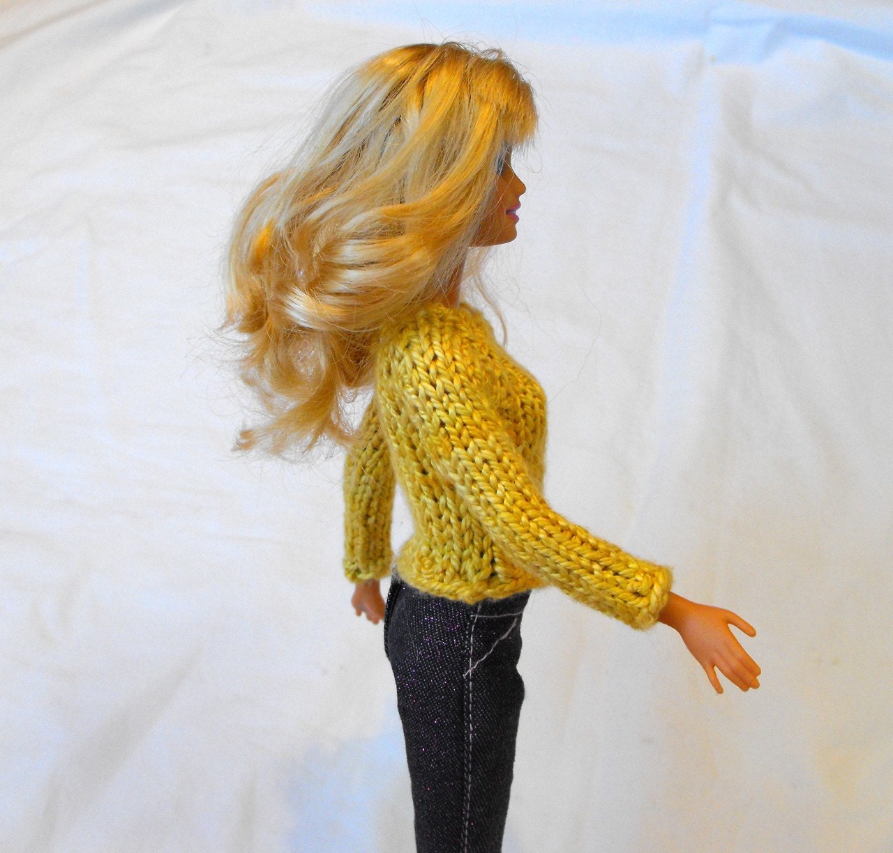 Barbie Simple Raglan Sweater Knitting Pattern PDF Knit DK